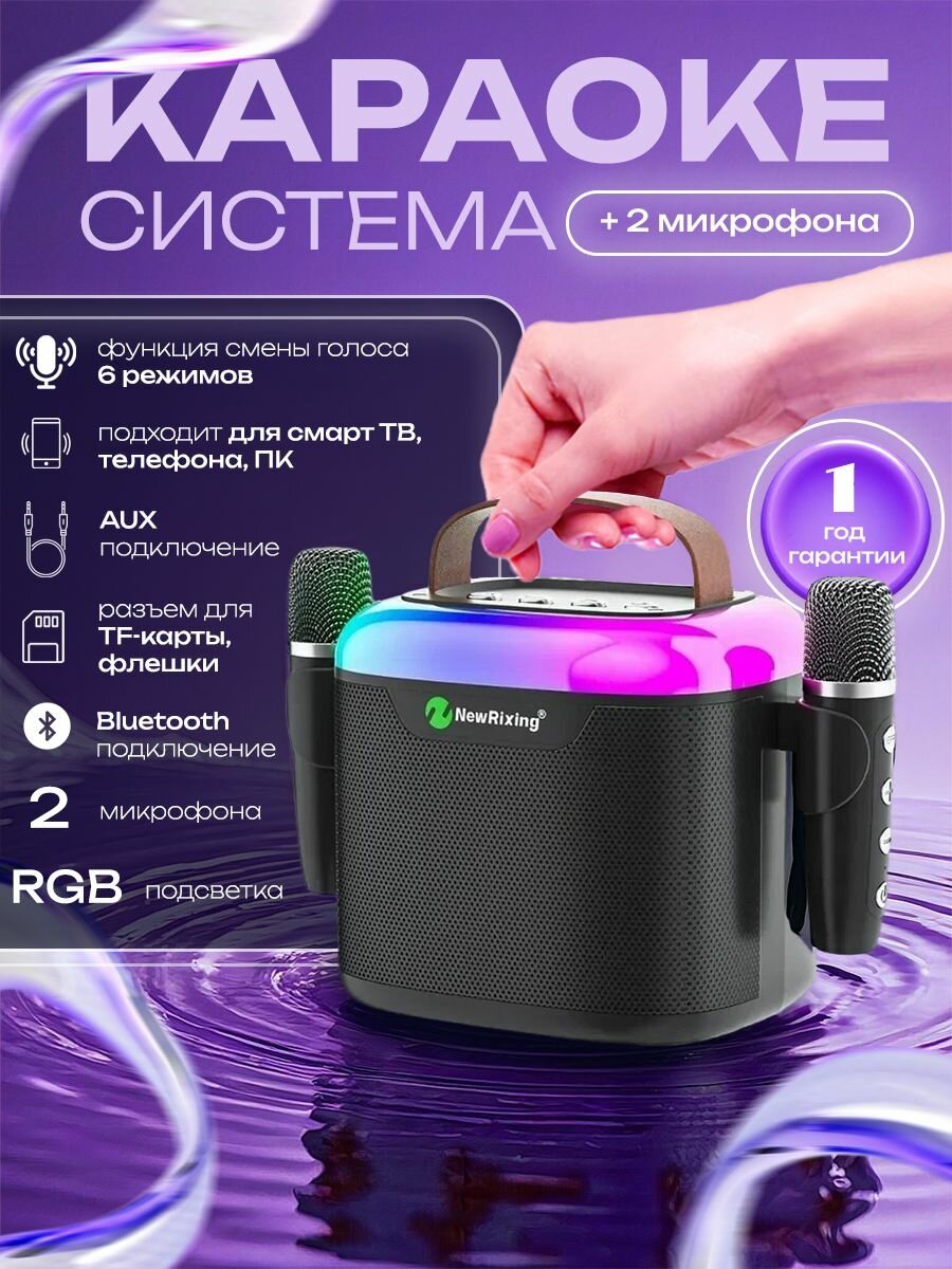 Караоке система с двумя беспроводными микрофонами, подарок для мамы