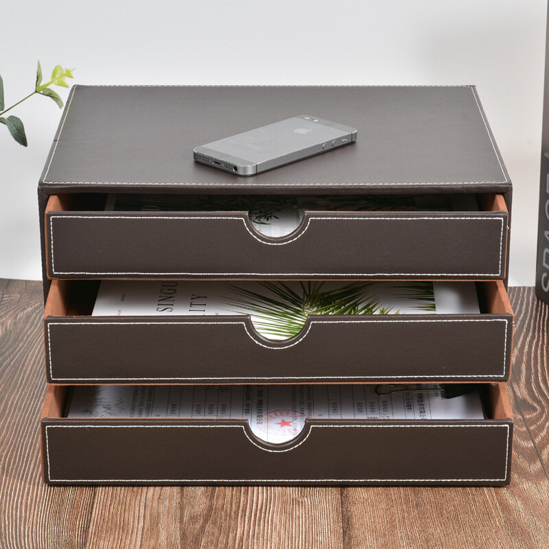 Настольный шкаф Everything goes well, кожаный, для хранения файлов, выдвижной, формат А4