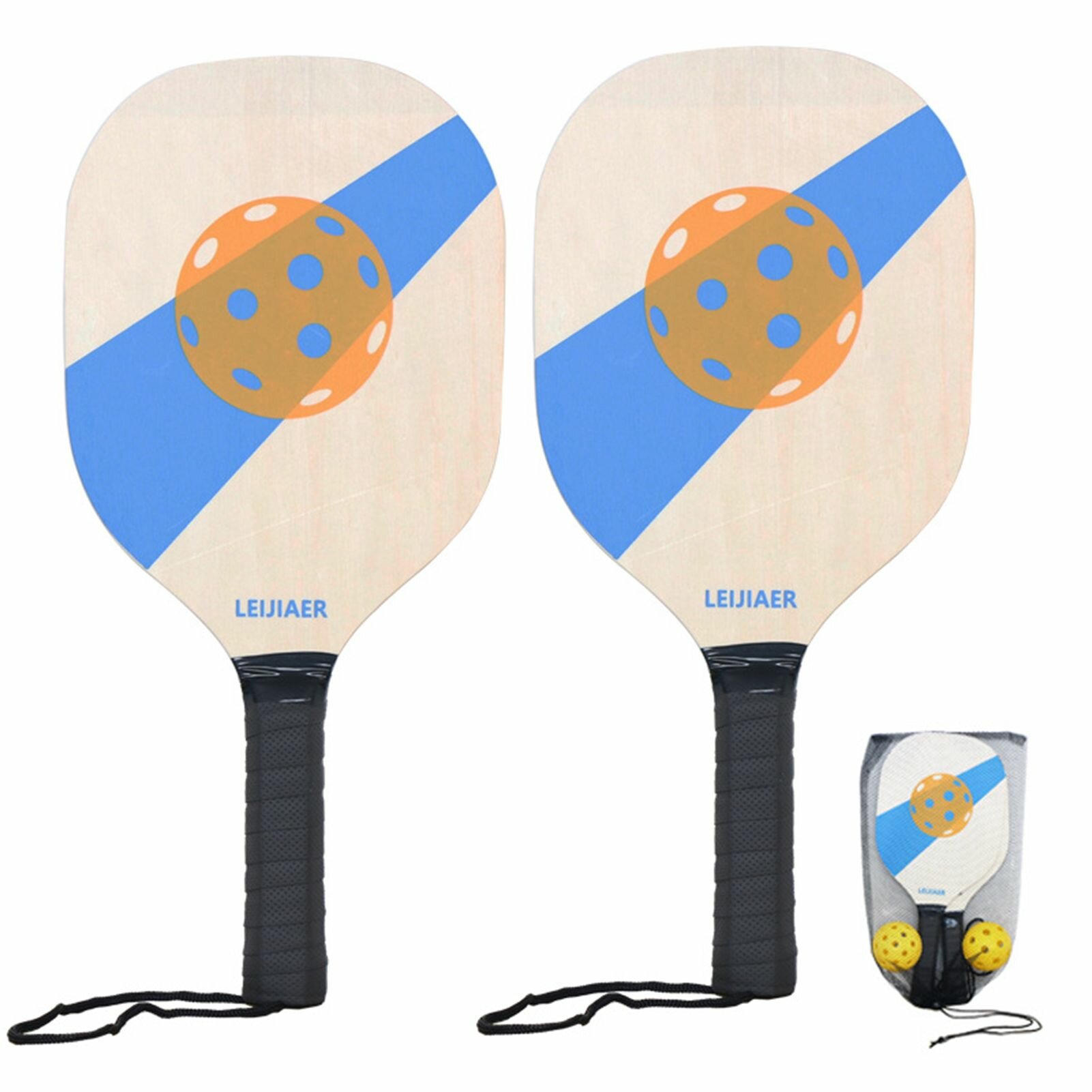Набор из 2 деревянных ракеток Pickleball Paddles с мячами