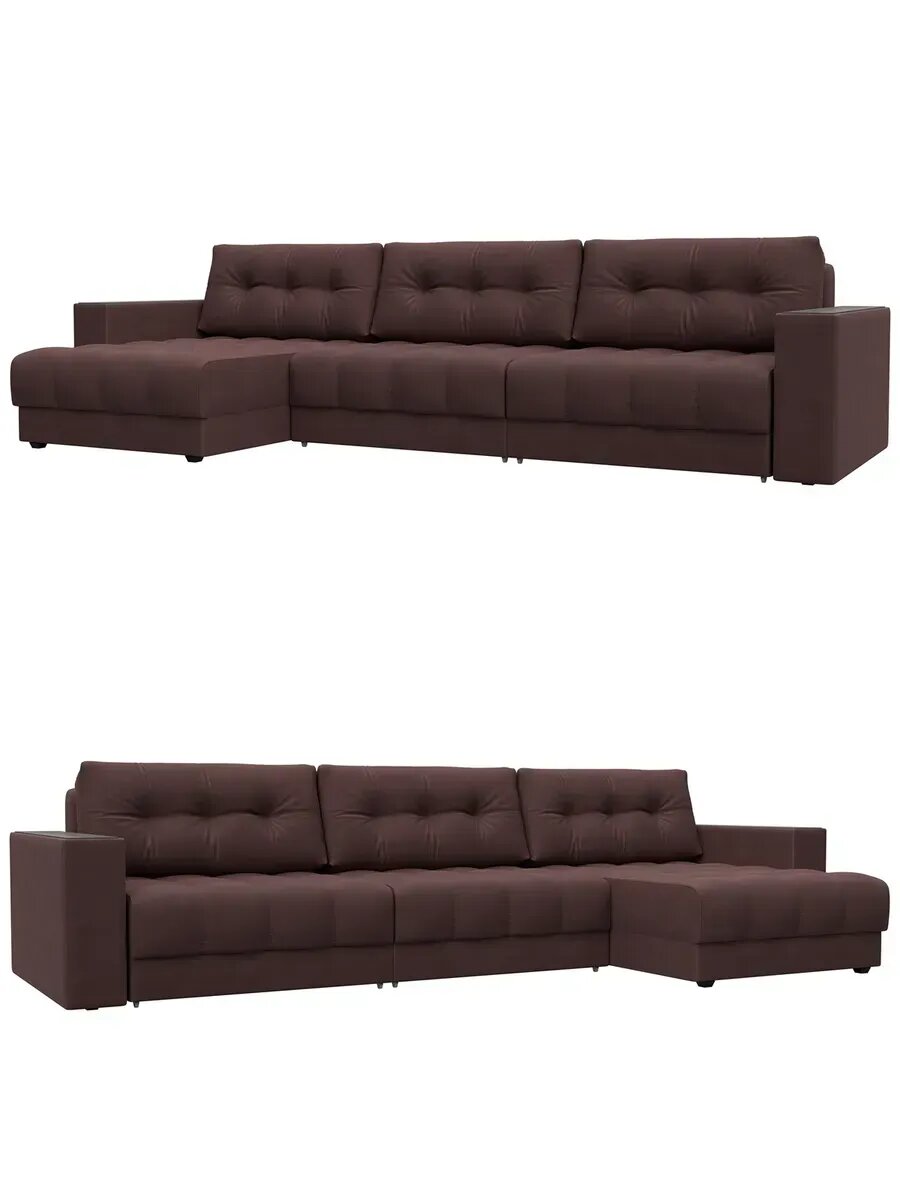 Большой угловой диван Лазурит 331x91x159 см, с универсальным углом, спальное место 143х288 см, ящик для белья, замша