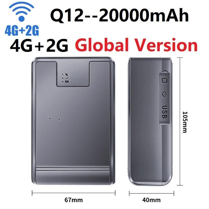 20000 мАч/10000 мАч автомобильный GPS-локатор авто 4G GPS-трекер для автомобиля GPS-трекер в реальном времени устройство слежения противоугонная сигнализация положения приложение, Q12 20000mAh Global