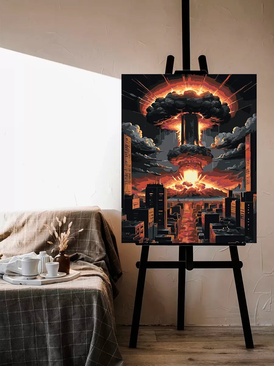 Картина по номерам Ядерный Взрыв Город Пламя Дым Nuclear Art