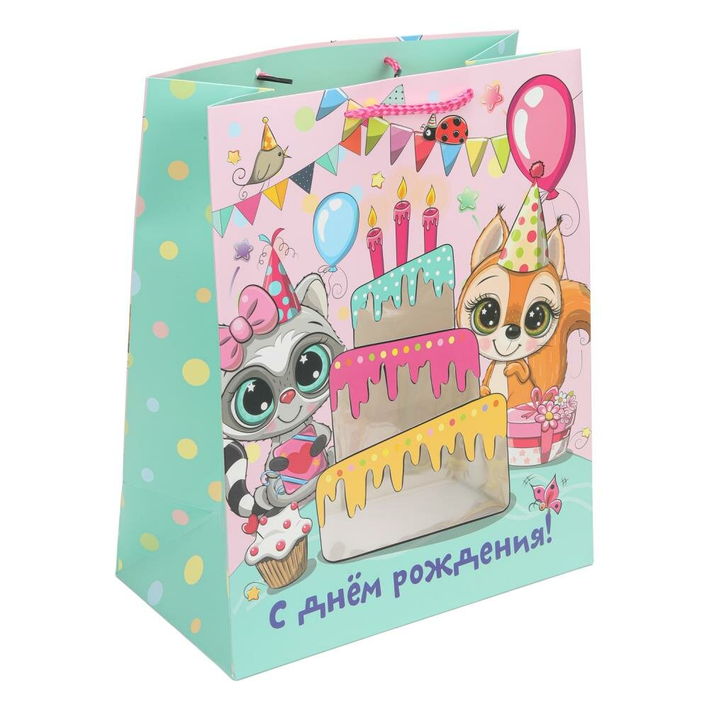 Пакет подарочный с окошком, детский, L, 190 гр/м Чудо праздник PWL-113296-AN