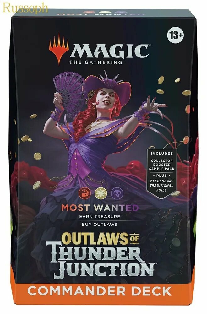 Magic: The Gathering Outlaws of Thunder Junction Commander Deck - Most Wanted (100-Card Deck, 2-Card Collector Booster Sample Pack + Accessories)(Английский)