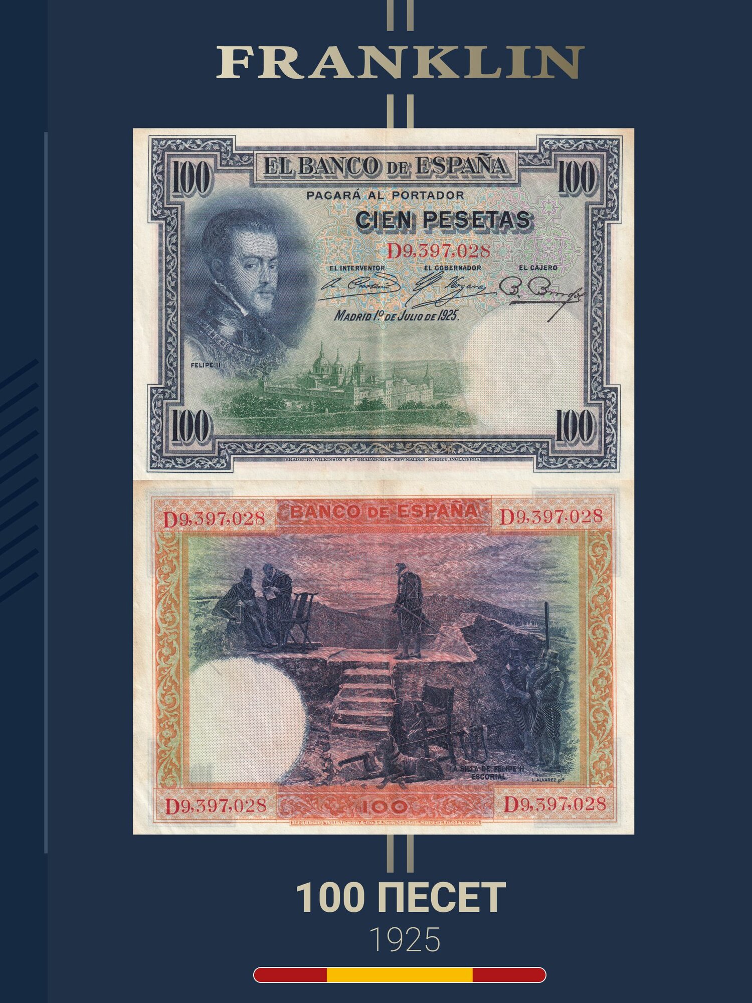 Банкнота Испания 100 песет 1925 год (VF) Pick 69c