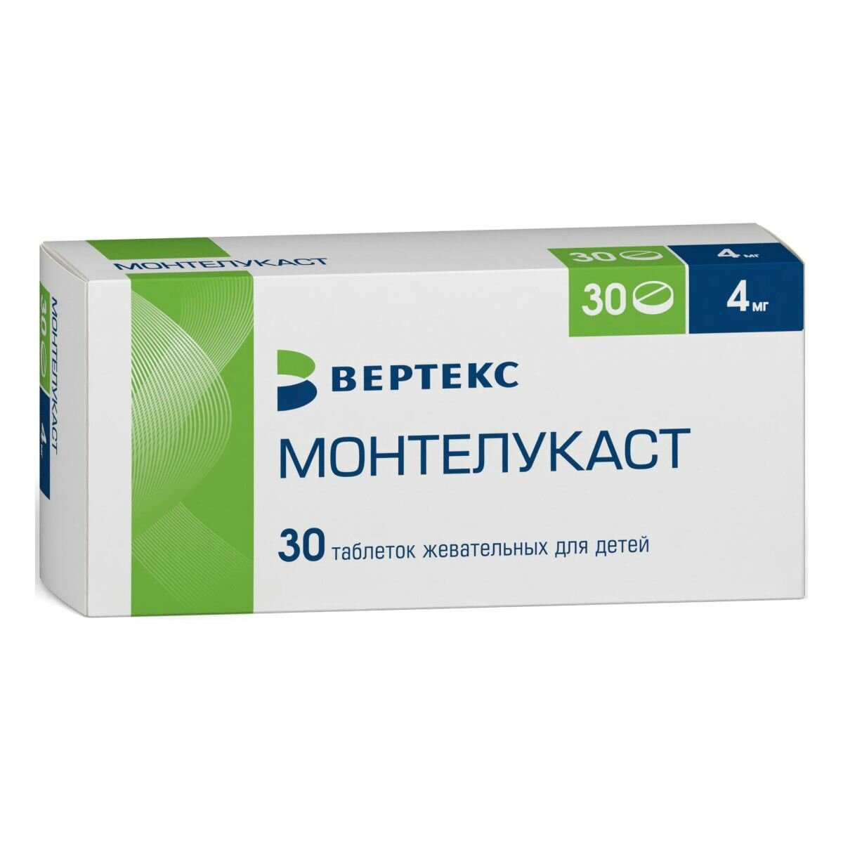Монтелукаст, таблетки жевательные для детей 4 мг, 30 шт.