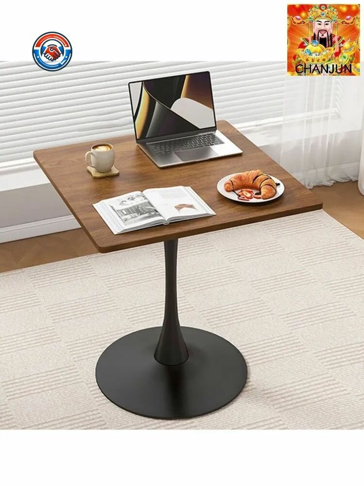 Стол обеденный нераскладной 60х60х73 см, компактный и устойчивый кухонный стол из плотной ДВП и металла с пластиковыми накладками на ножки, универсальный столик для фуршета и чаепития