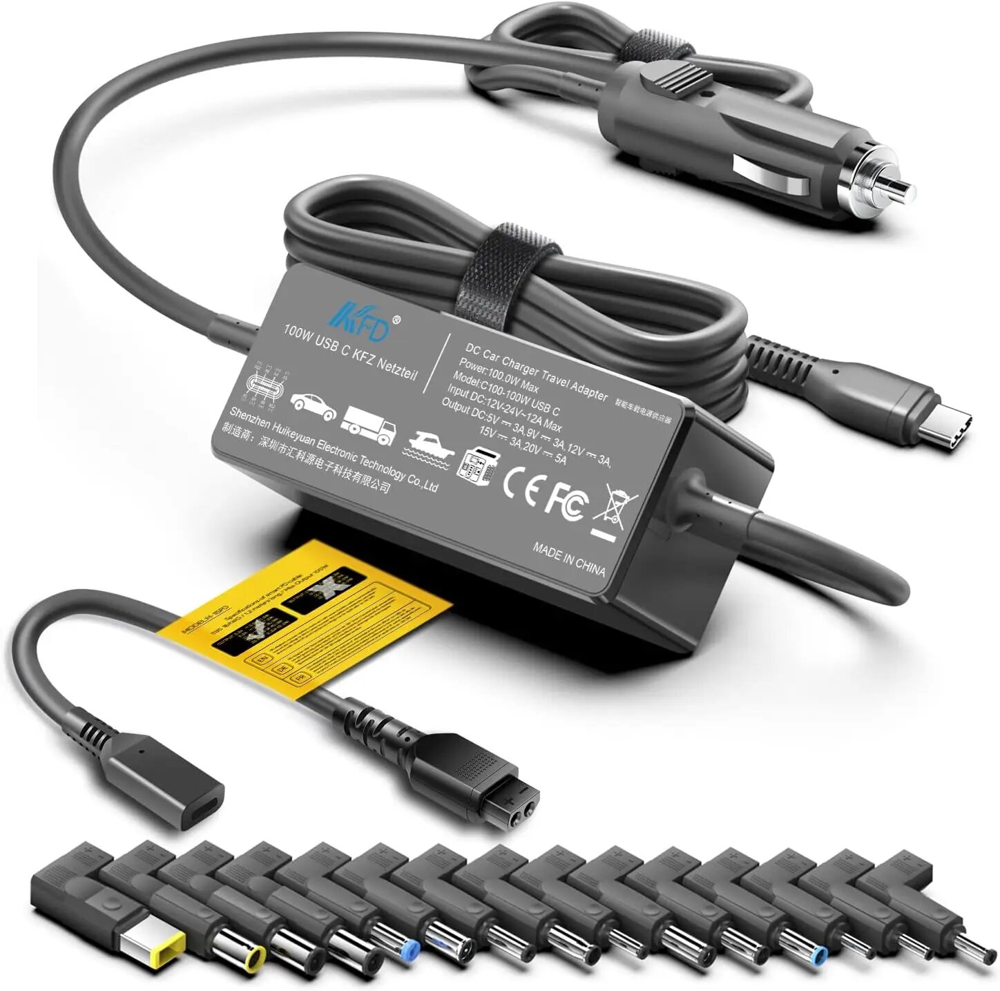 KFD USB-C Автомобильное зарядное устройство для ноутбука 100 Вт