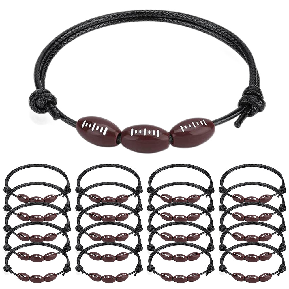 20шт спортивные мячи -браслеты футбольные бейсбольные регби браслеты Регулируемые восковые шнурные шнурные шнур