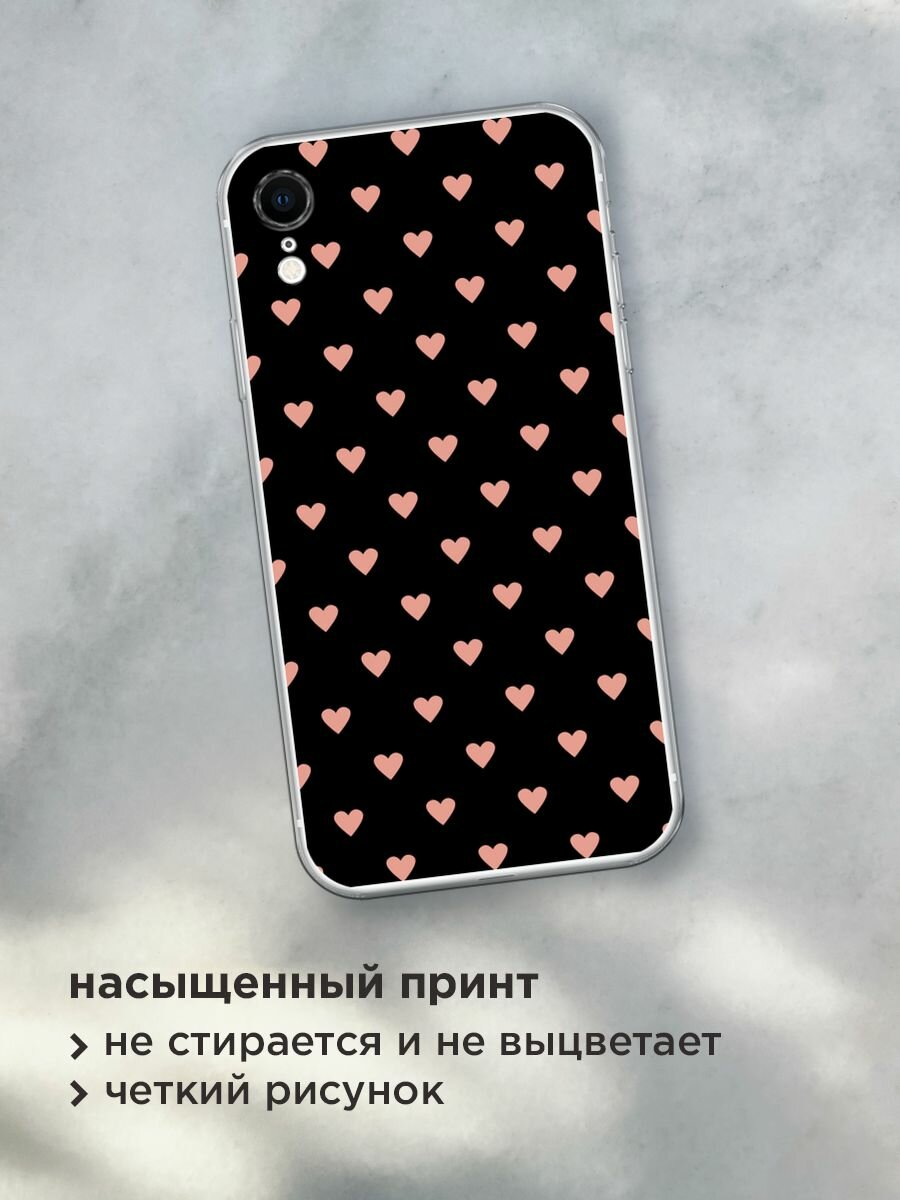 Чехол на Apple iPhone XR / Айфон XR с принтом "Розовые сердечки" — фото 1