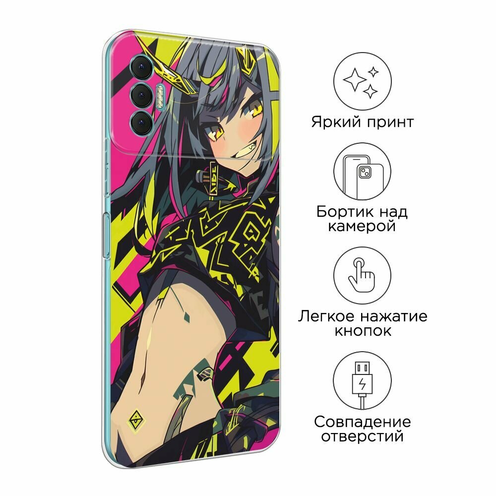 Чехол на Tecno Spark 8P / Техно Спарк 8P с принтом "Девушка в кибер костюме" — фото 1
