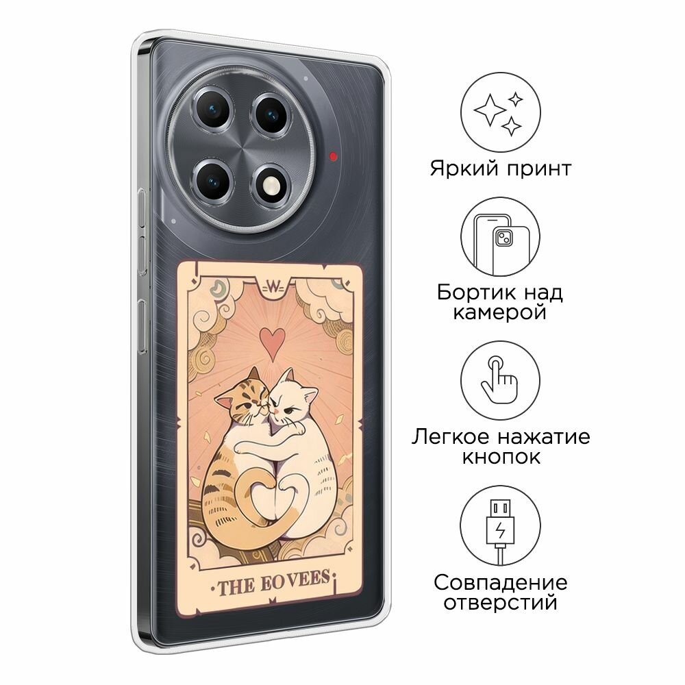 Чехол на Tecno Camon 30S / Текно Камон 30S с принтом "The lovers cats 2 - 14 февраля", прозрачный — фото 1