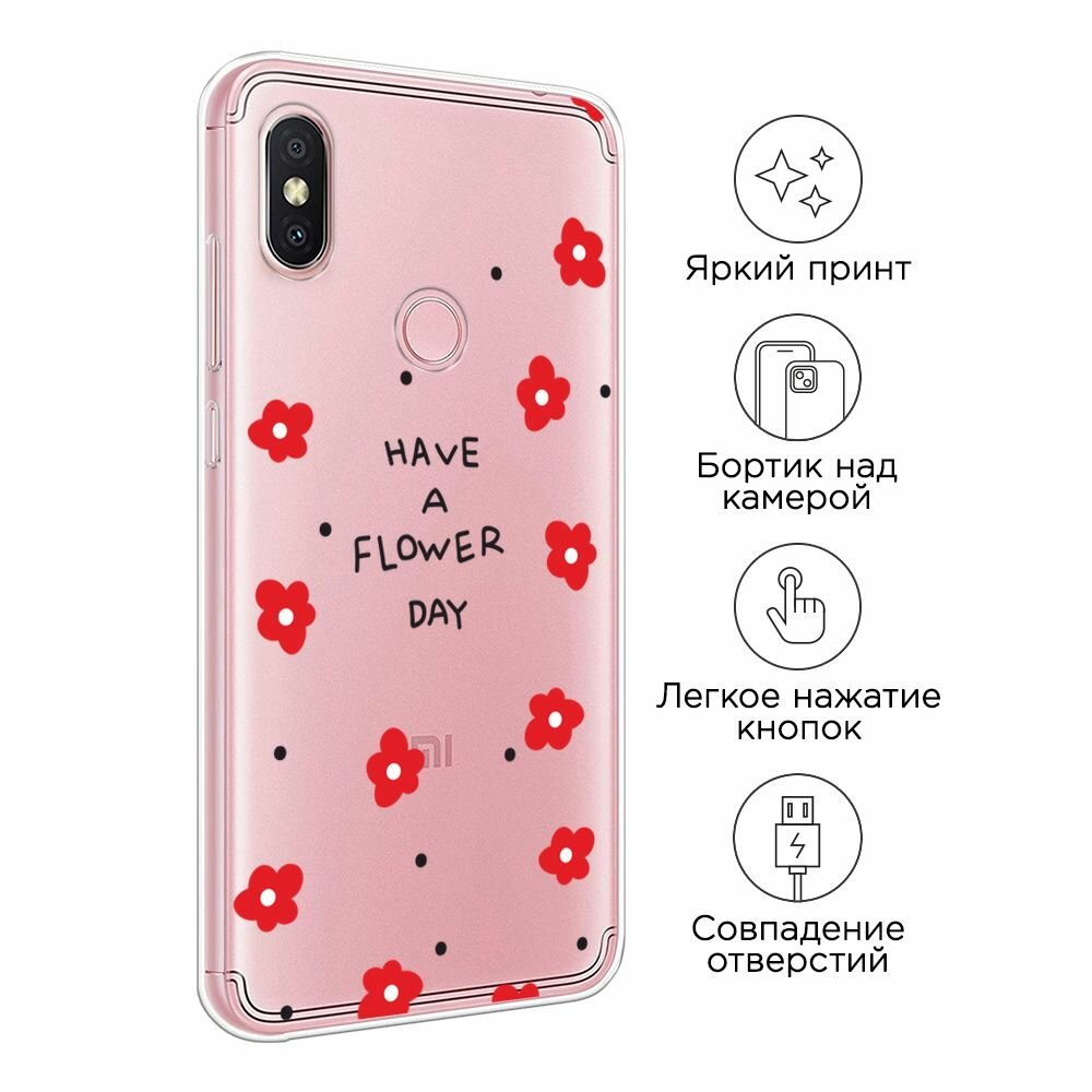 Чехол на Xiaomi Redmi S2 (Redmi Y2) / Сяоми Редми С2 (Редми Y2) с принтом "Have a flower day 2", прозрачный — фото 1