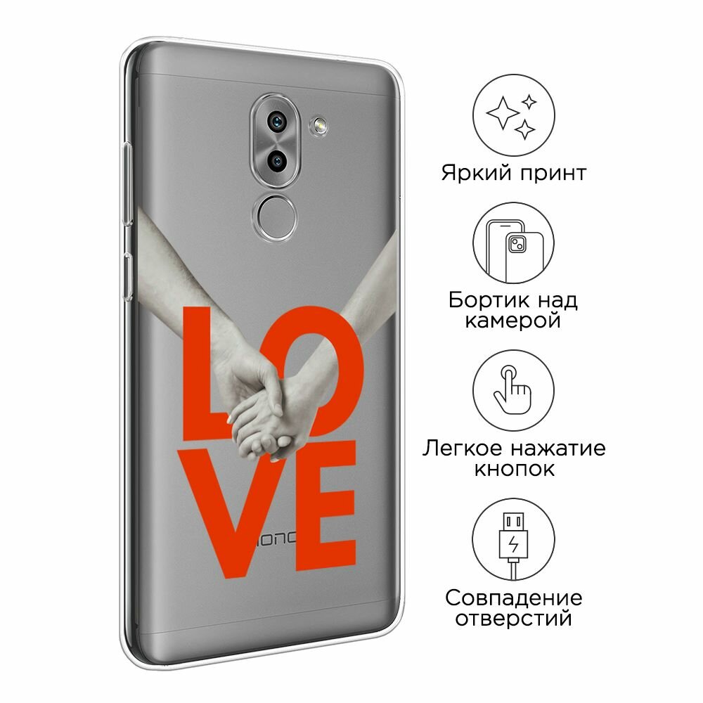 Чехол на Honor 6X / Хонор 6Х с принтом "Love holding hands - 14 февраля", прозрачный — фото 1