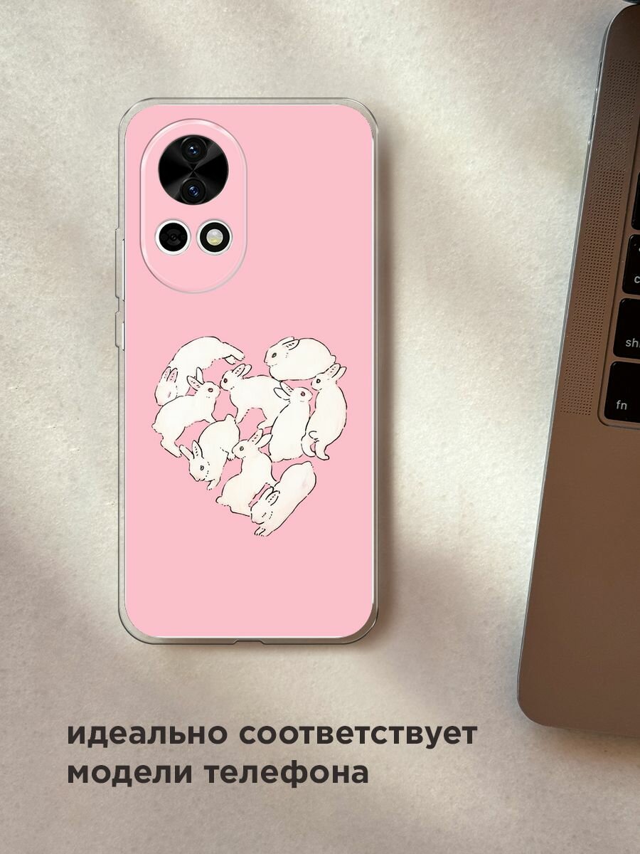 Чехол на Huawei Nova 12/Nova13 / Хуавей Нова 12/Нова 13 с принтом "Сердечко из кроликов 1 - 8 марта" — фото 1