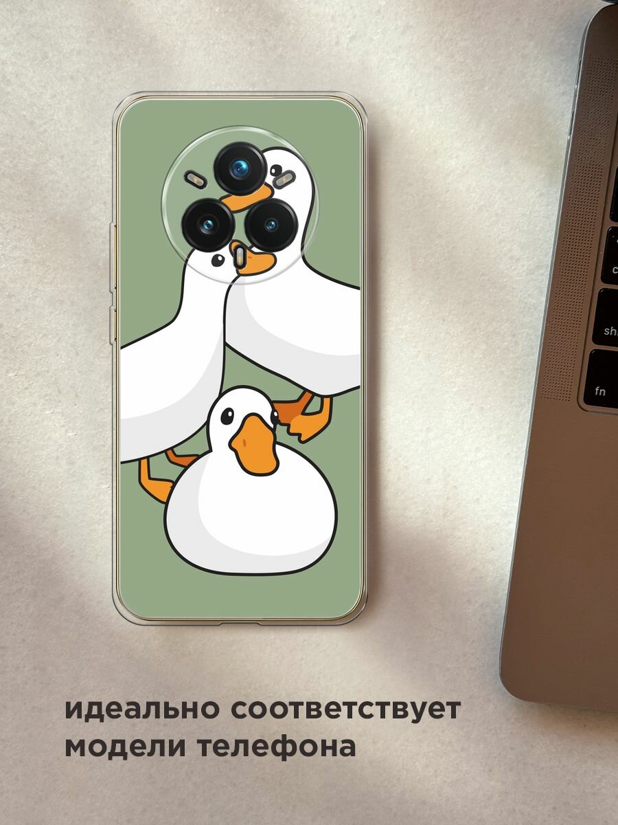 Чехол на Realme 14 Pro+ / Реалми 14 Про+ с принтом "Утиное трио" — фото 1