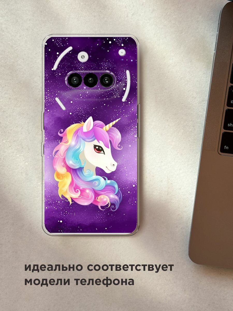 Чехол на Nothing Phone 3a / Нотинг Фон 3а с принтом "Кудрявый единорог" — фото 1