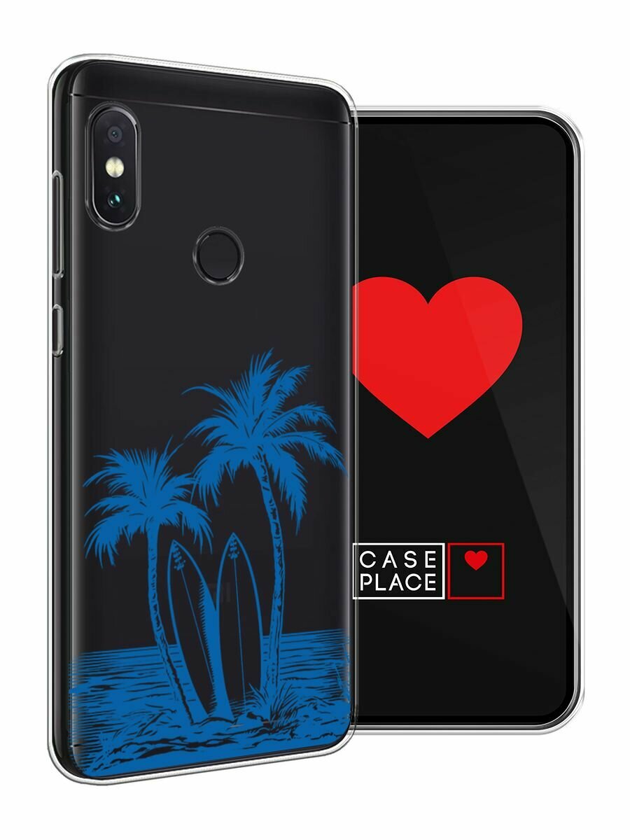 Чехол на Xiaomi Redmi Note 5/Note 5 Pro / Сяоми Редми Нот 5/Нот 5 Про с принтом "Сёрфинг на островах 1", прозрачный — фото 1