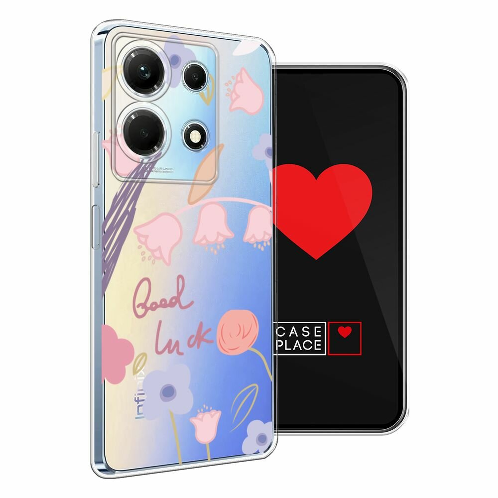 Чехол на Infinix Note 30 4G / Инфиникс Нот 30 4G с принтом "Lucky flowers", прозрачный — фото 1