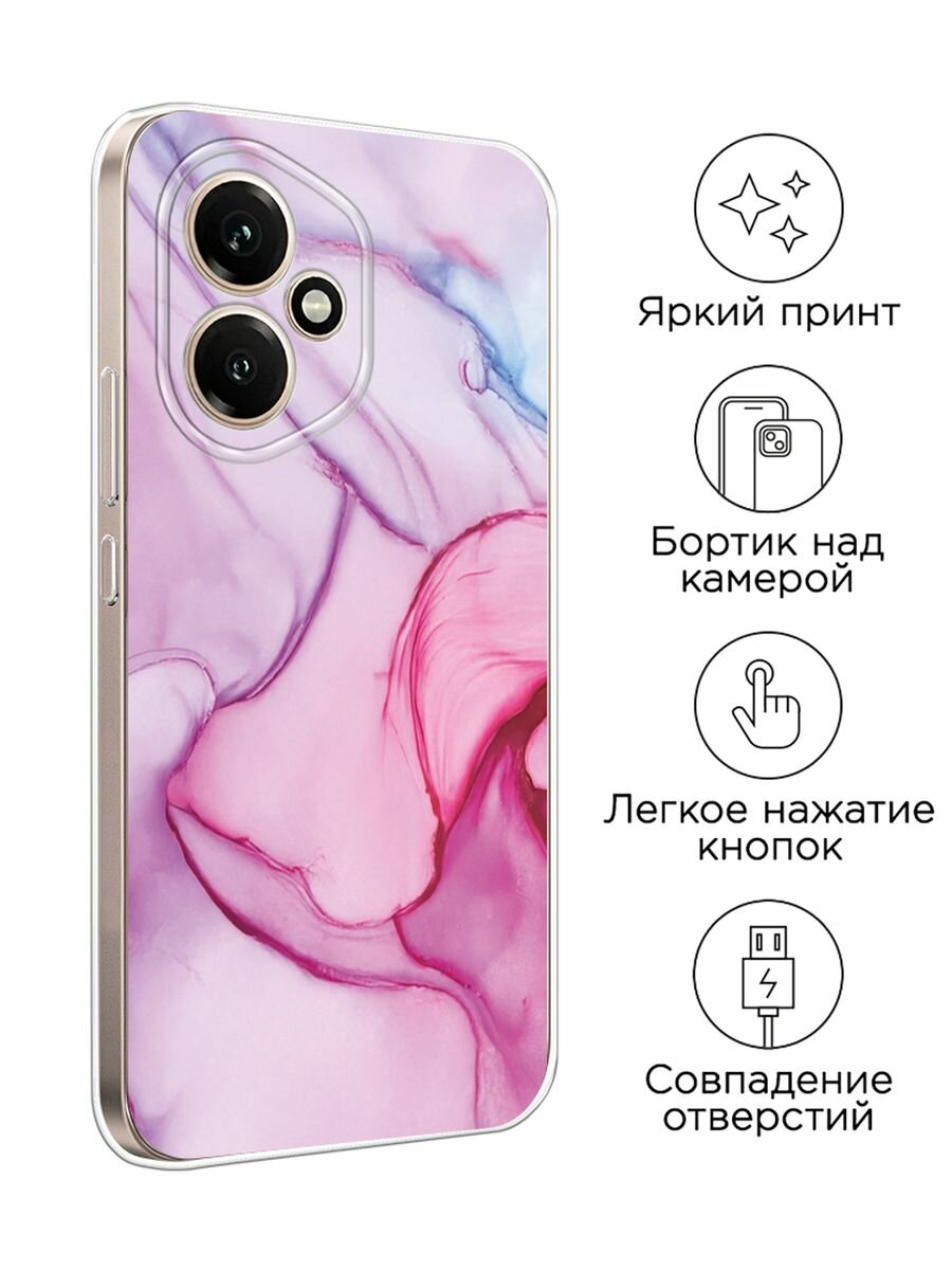 Чехол на Honor 400 / Хонор 400 с принтом "Розовые мраморные разводы" — фото 1