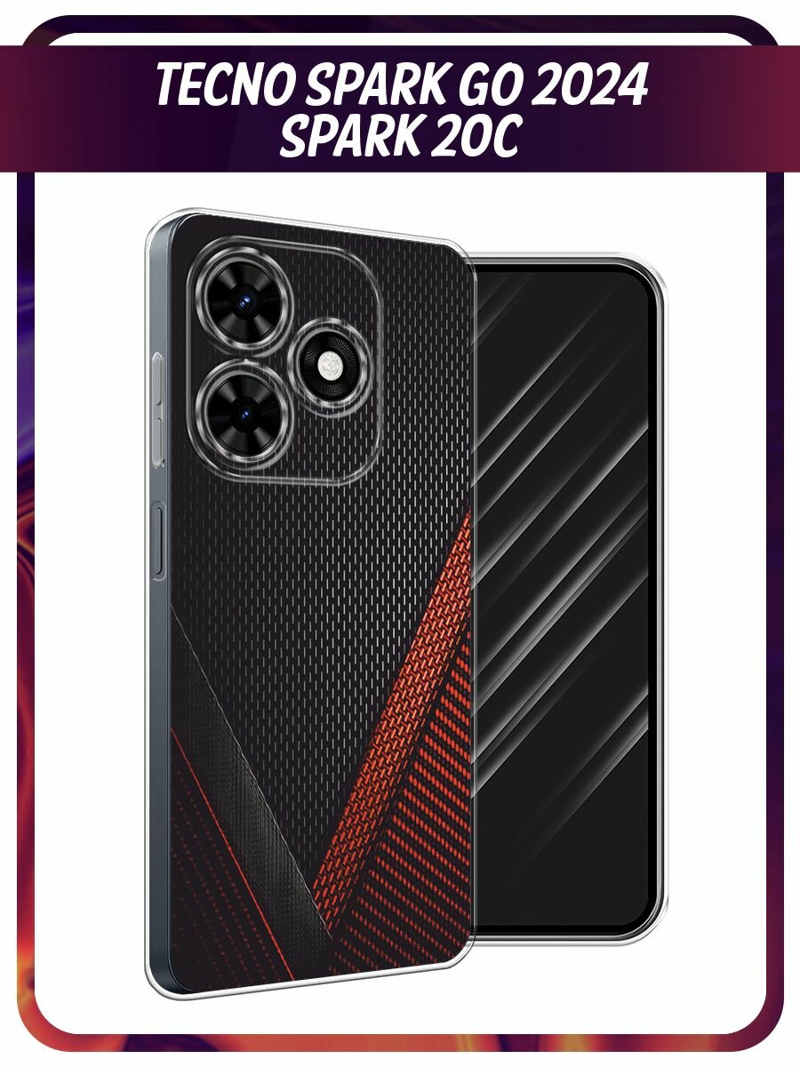 Чехол на Tecno Spark Go 2024/Spark 20C / Текно Спарк Го 2024/Спарк 20C с принтом "Красный карбон"