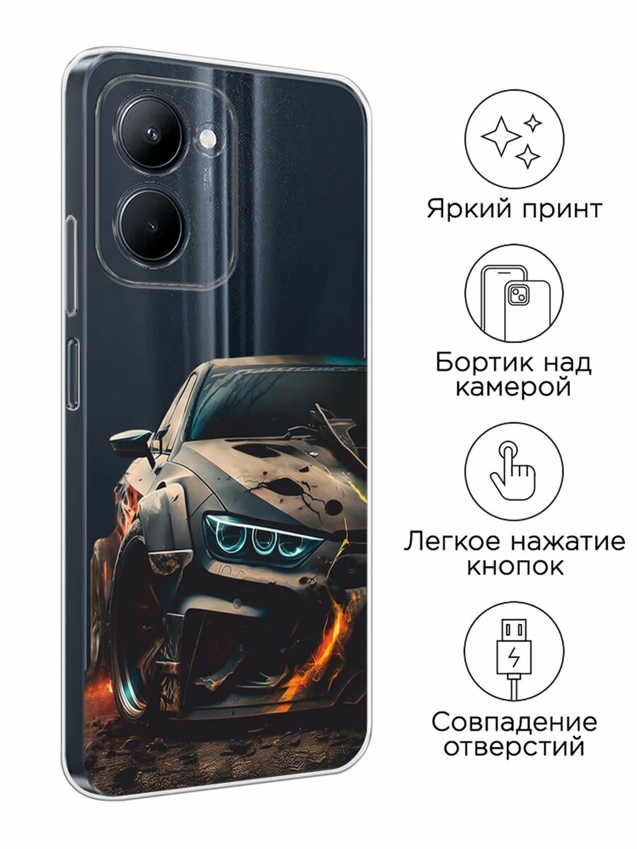 Чехол на Realme C33 / Реалми С33 с принтом "На износ", прозрачный — фото 1