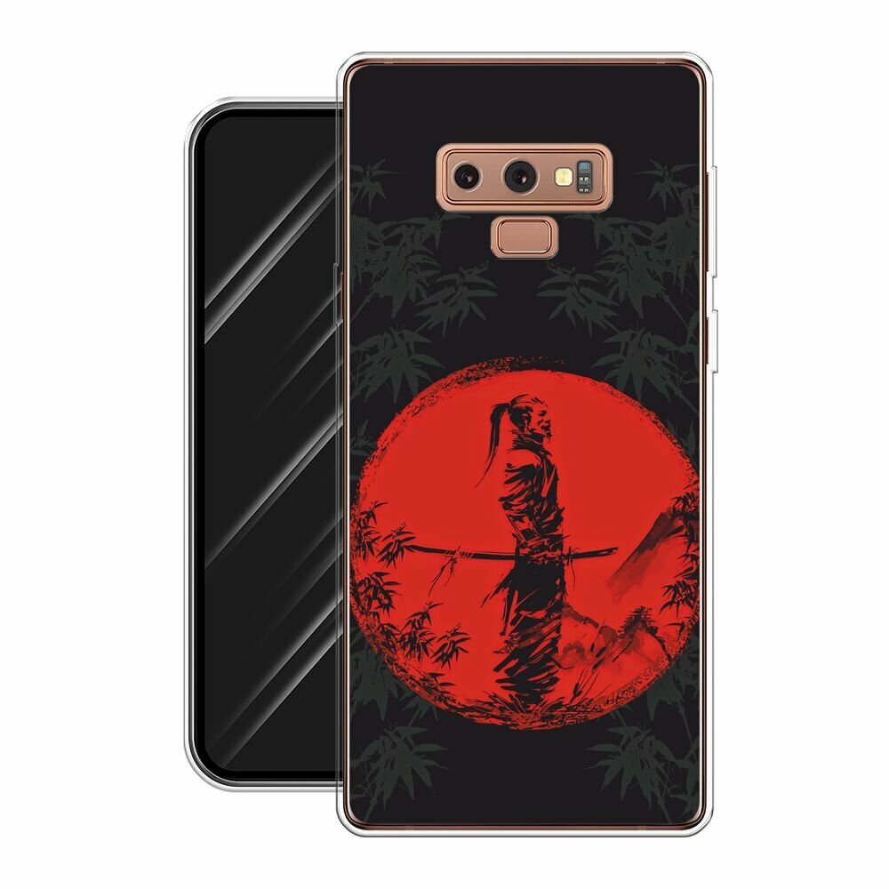 Чехол на Samsung Galaxy Note 9 / Самсунг Галакси Нот 9 с принтом "Самурай на красном фоне" — фото 1
