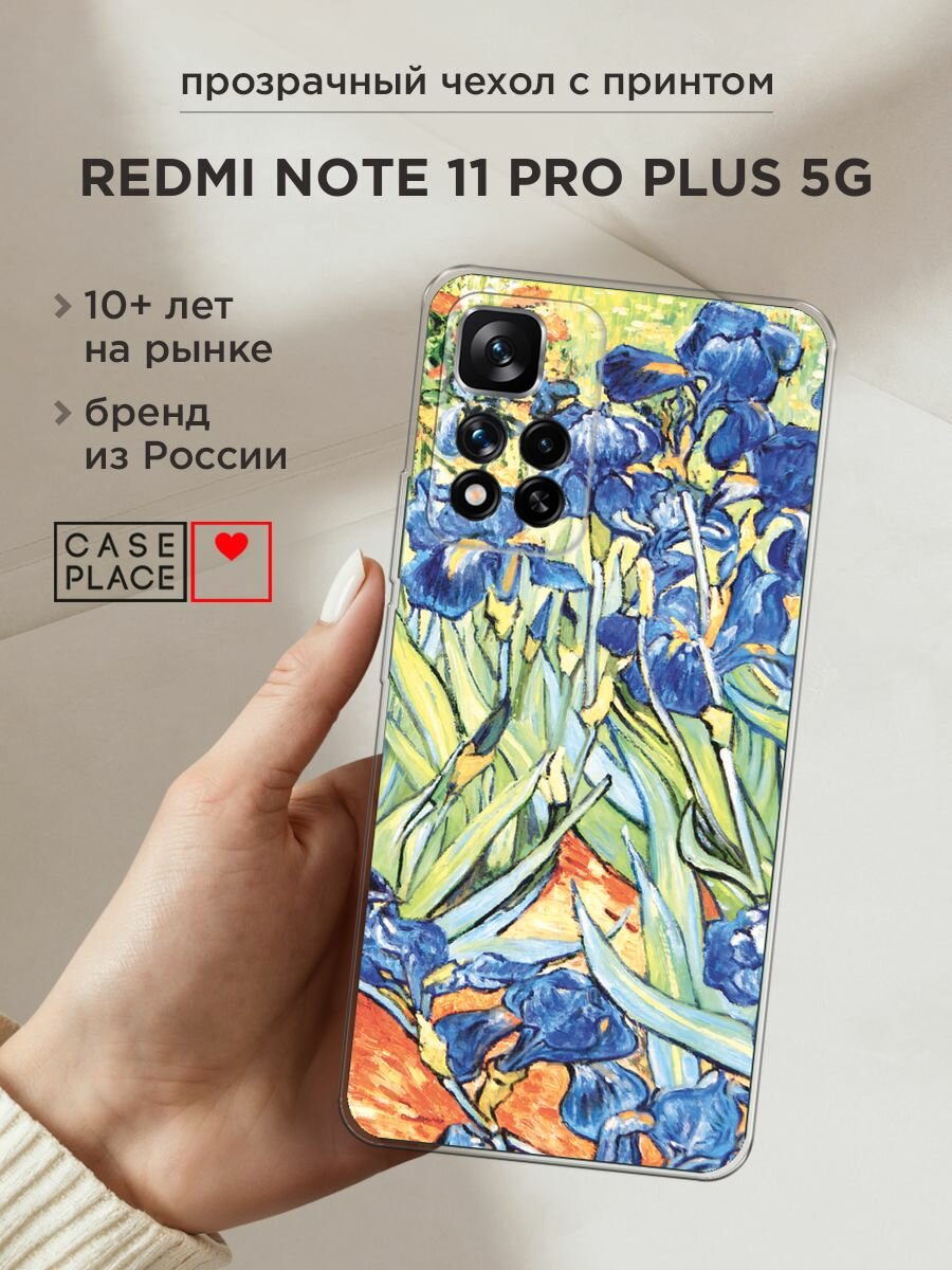 Чехол на Xiaomi Redmi Note 11 Pro Plus 5G / Сяоми Редми Нот 11 Про Плюс 5G с принтом "Ирисы Ван Гог"