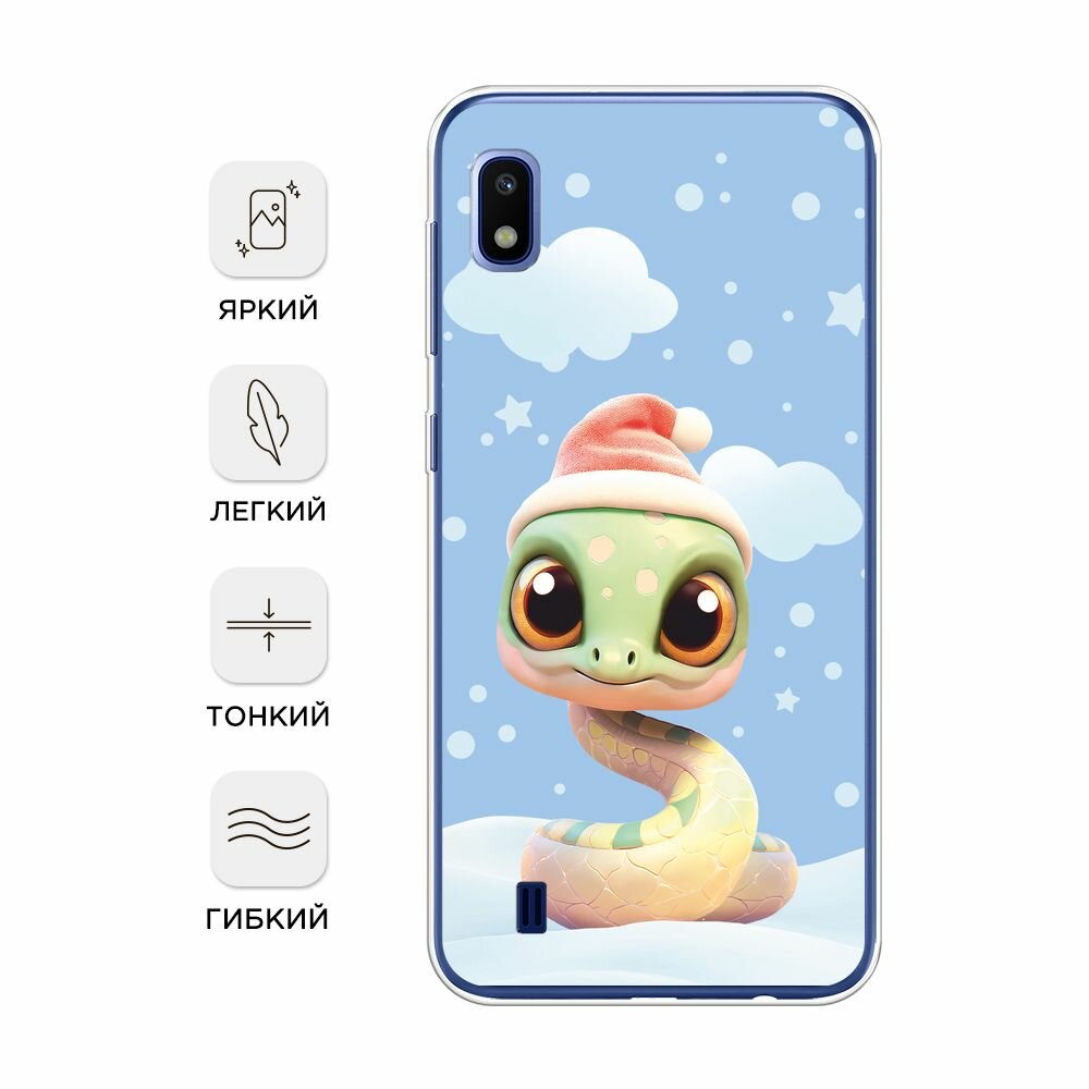 Чехол на Samsung Galaxy A10 / Самсунг Галакси А10 с принтом Зимняя змейка 1 — фото 1