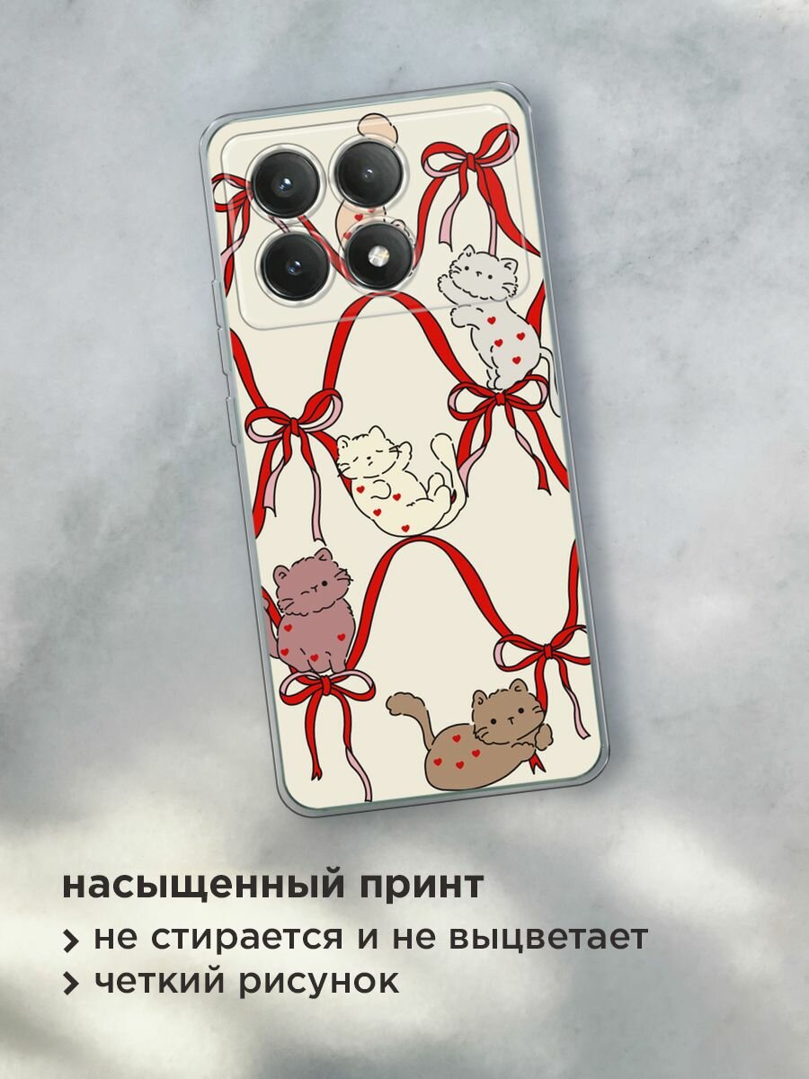 Чехол на Xiaomi Poco X6 PRO 5G / Поко X6 Про 5G с принтом "Котики в ленточках 1" — фото 1