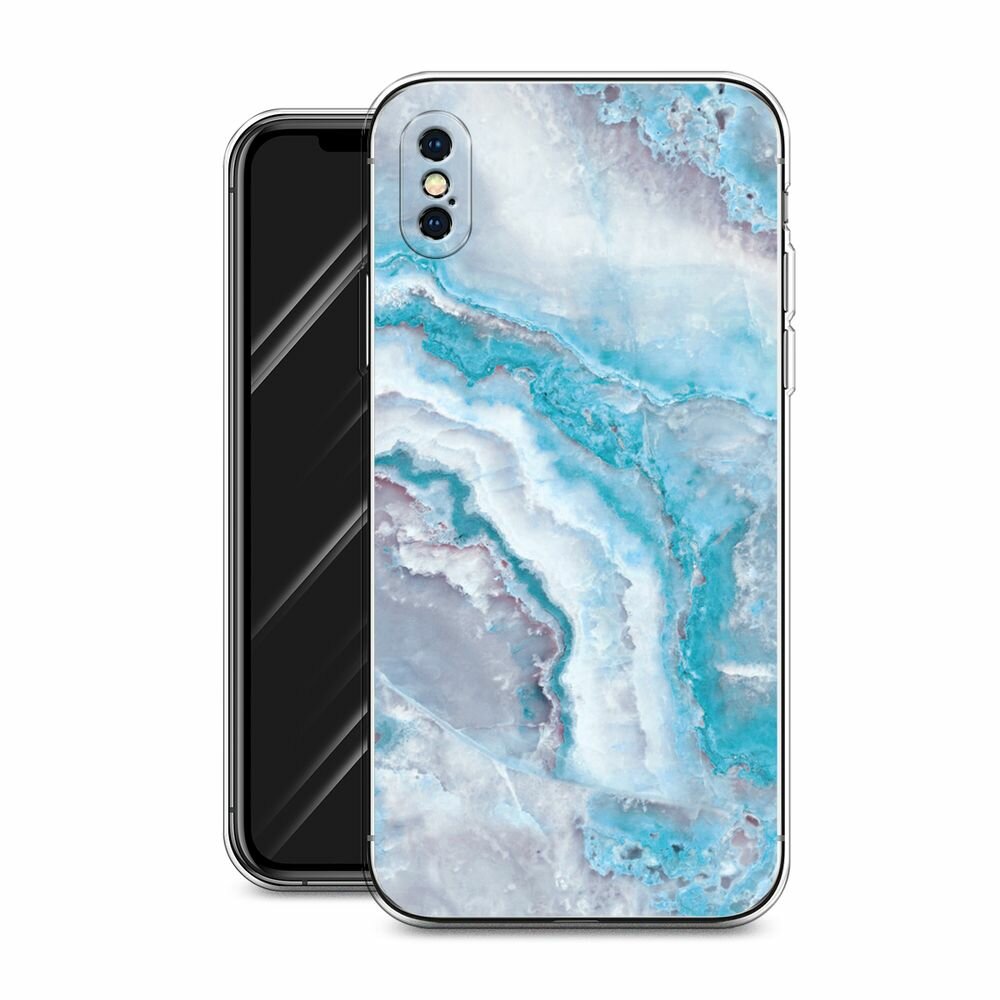 Чехол на Apple iPhone XS Max / Айфон XS Max с принтом "Нежно-голубой мрамор" — фото 1