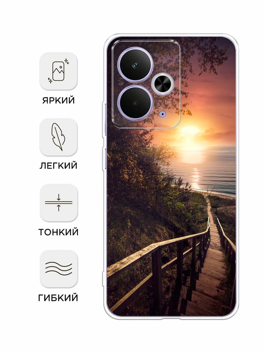 Силиконовый чехол на Realme 14T / Реалми 14Т с принтом "Мост у воды" — фото 1