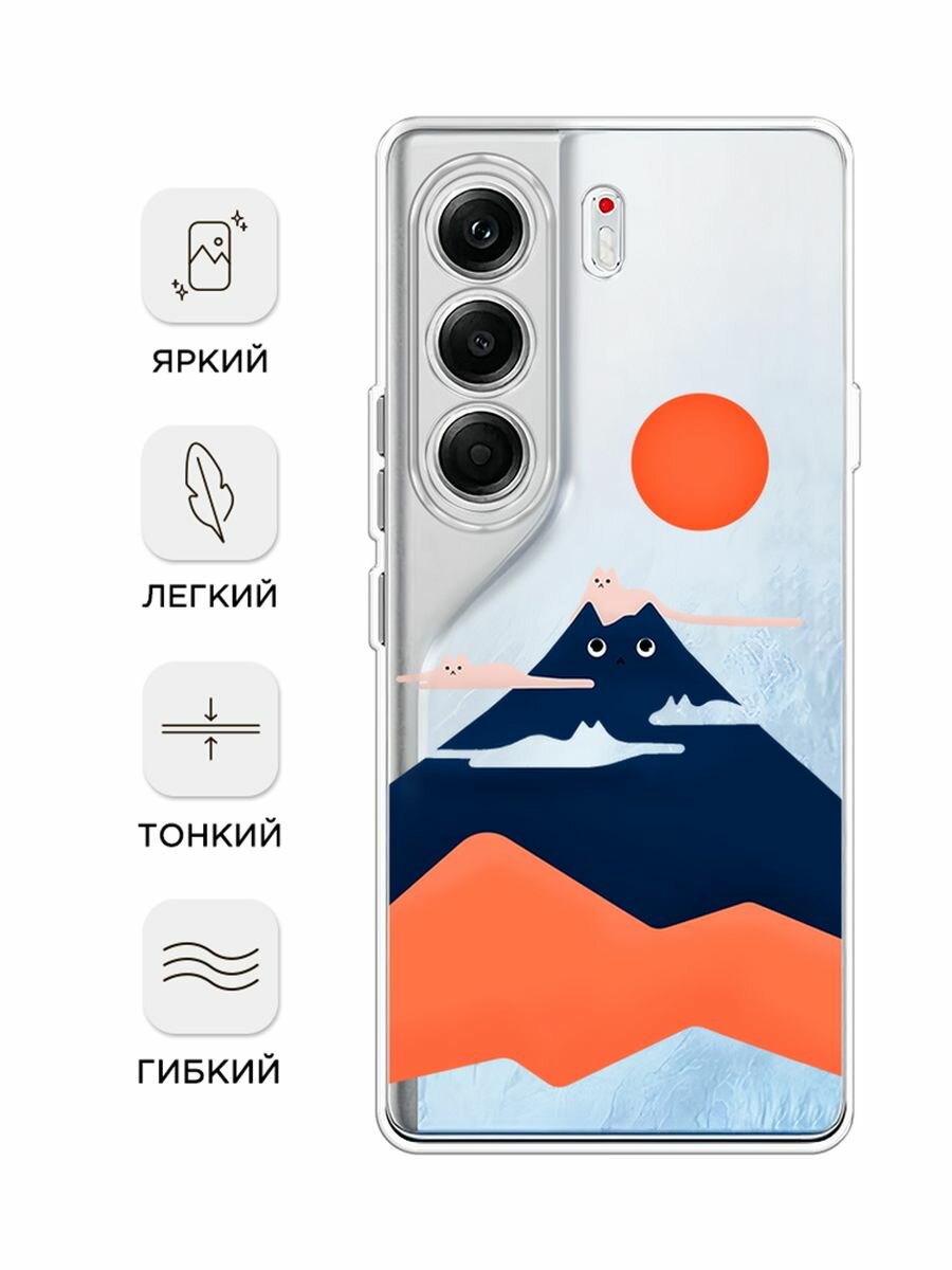 Чехол на Tecno Camon 40 Pro / Текно Камон 40 Про с принтом "Кот-гора", прозрачный — фото 1