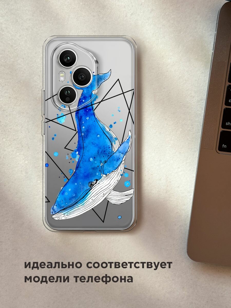 Чехол на Honor 400 Pro / Хонор 400 Про с принтом "Кит графика", прозрачный — фото 1