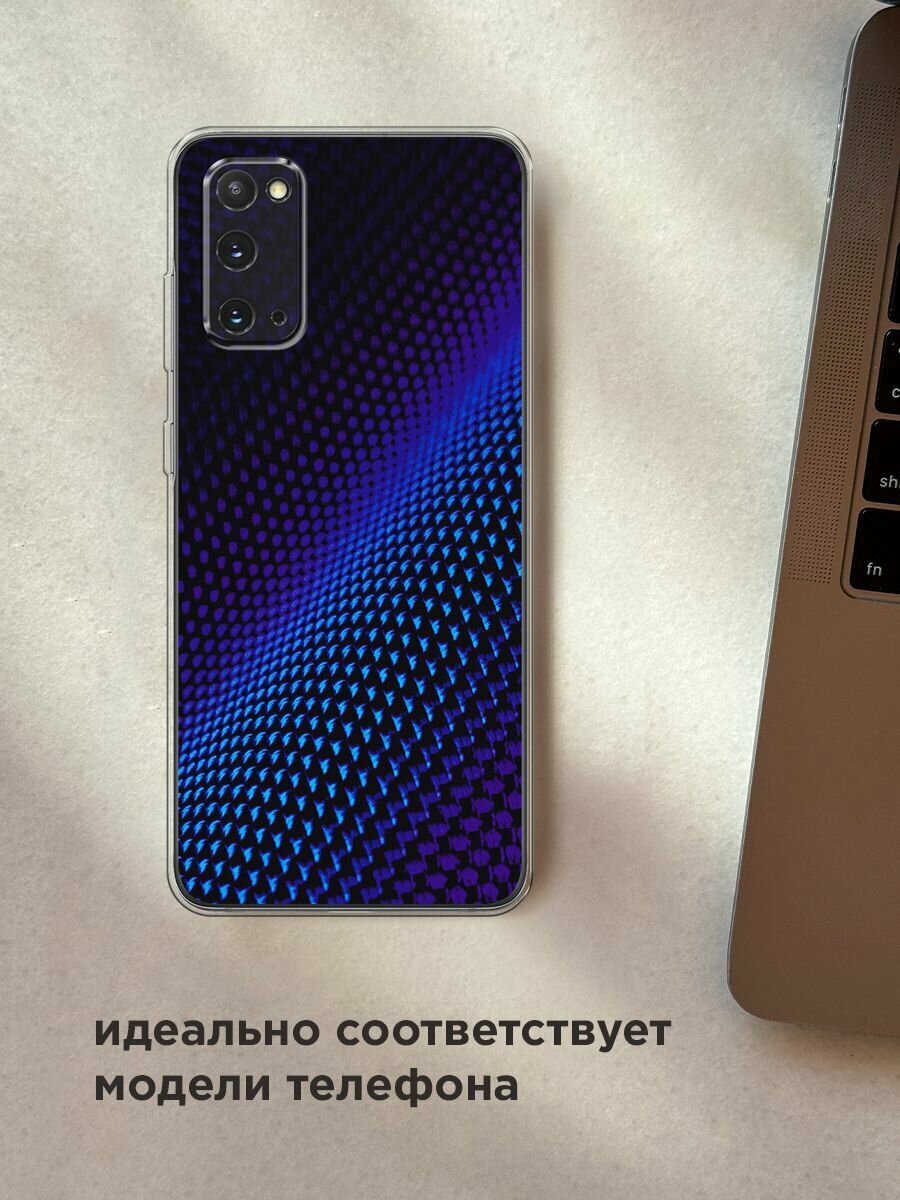 Чехол на Samsung Galaxy S20 / Самсунг Гэлакси S20 с принтом "Синий карбон" — фото 1