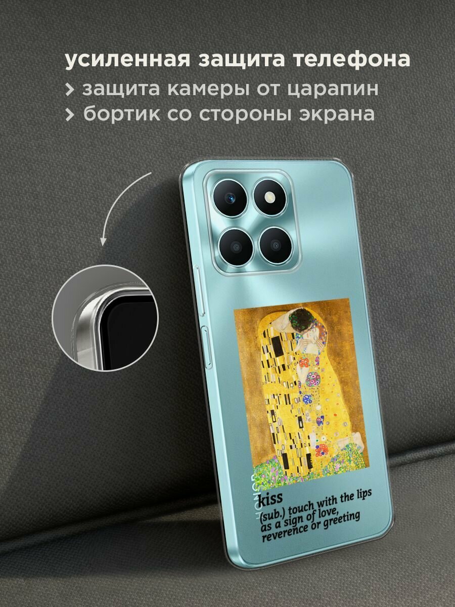 Чехол на Honor X6A / Хонор X6A с принтом "The kiss", прозрачный — фото 1