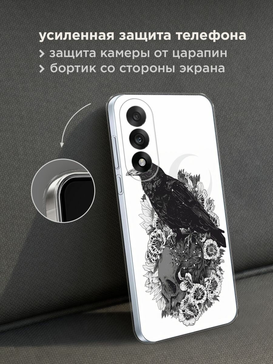 Чехол на OnePlus Nord 5 / Ван Плас Норд 5 с принтом "Череп и ворона 1" — фото 1