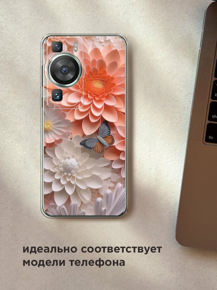 Чехол на Huawei P60/P60 Pro / Хуавей P60/P60 Про с принтом "Бумажные цветы" — фото 1