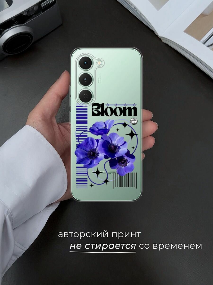 Чехол на Tecno Spark 40 Pro / Текно Спарк 40 Про с принтом "Завораживающие анемоны", прозрачный — фото 1