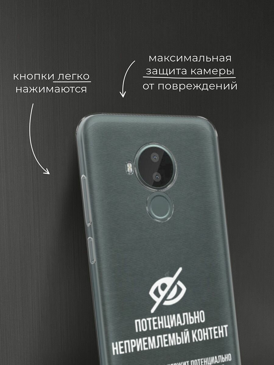 Чехол на Nokia C30 / Нокия C30 с принтом "Неприемлемый контент", прозрачный — фото 1