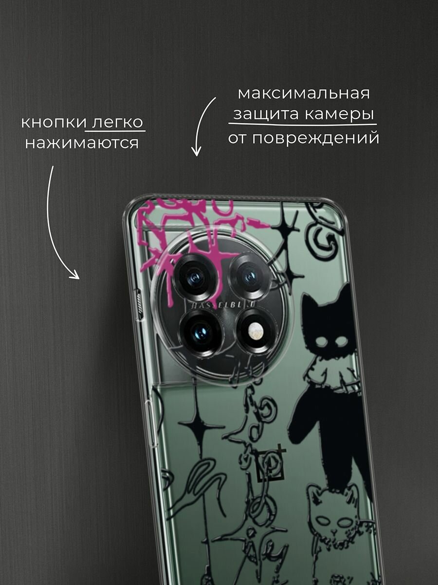 Чехол на OnePlus 11 / Ван Плас 11 с принтом "Готические котики" — фото 1