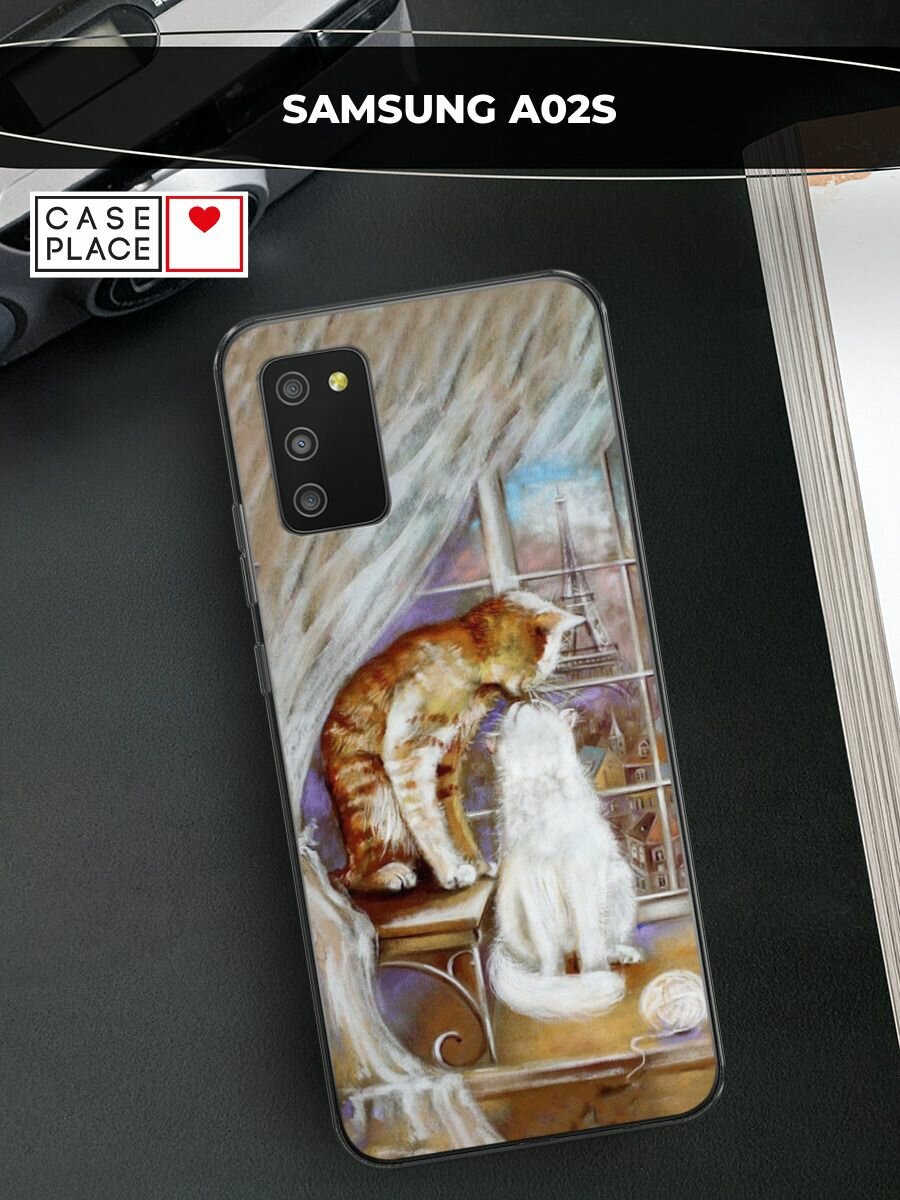Чехол на Samsung Galaxy A02s / Самсунг Галакси A02s с принтом "Влюбленные котики 1"