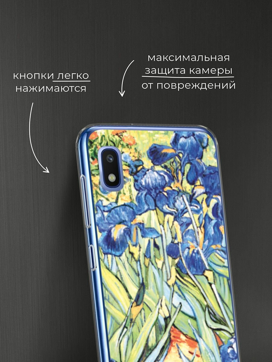 Чехол на Samsung Galaxy A10 / Самсунг Галакси А10 с принтом "Ирисы Ван Гог" — фото 1