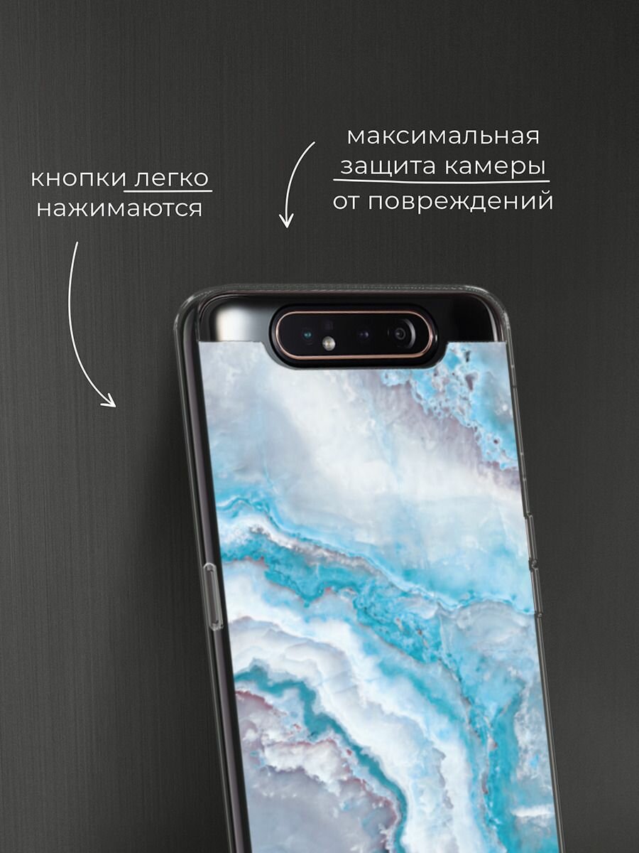 Чехол на Samsung Galaxy A80 / Самсунг Гэлакси A80 с принтом "Нежно-голубой мрамор" — фото 1