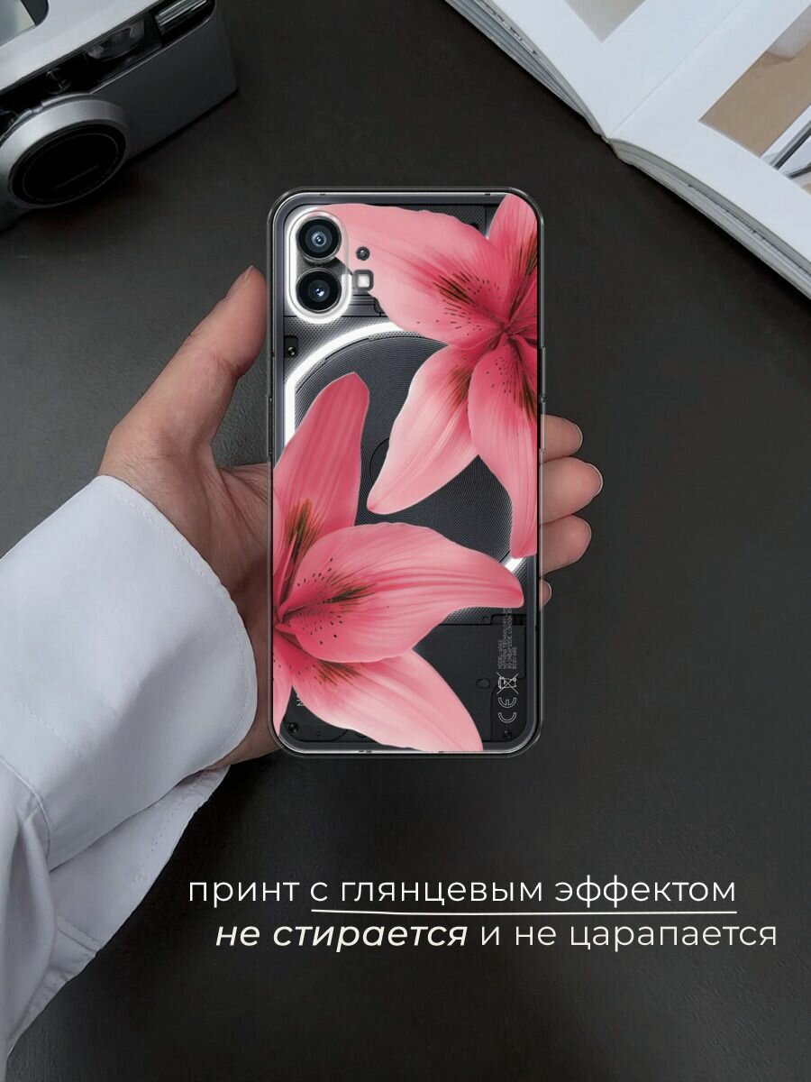 Чехол на Nothing Phone 1 / Нафинг Фон 1 с принтом "Pink flower" — фото 1