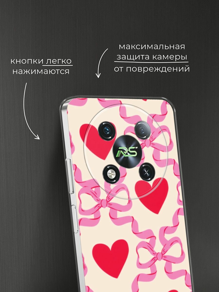 Чехол на Itel RS4 / Ител РС4 с принтом "Hearts and ribbons 1 - 14 февраля" — фото 1