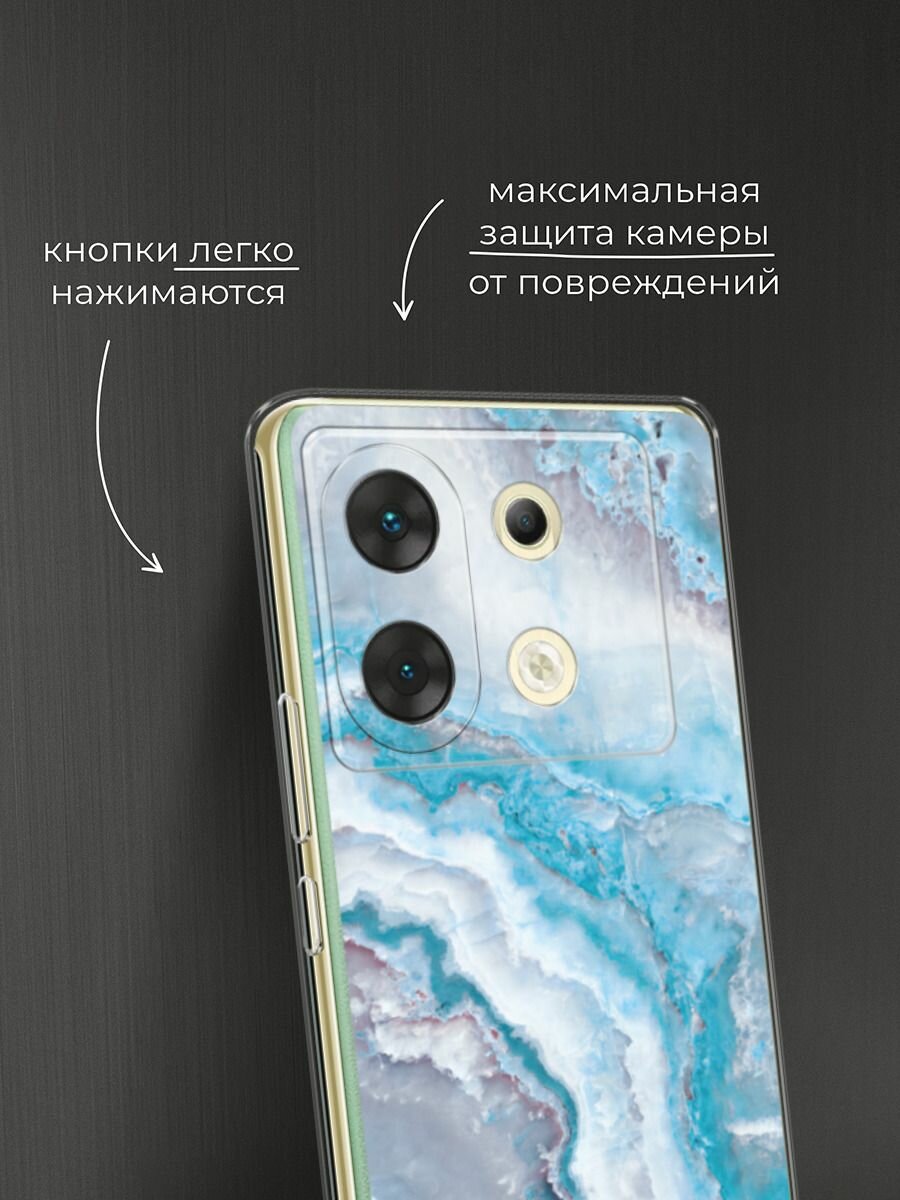 Чехол на Infinix Zero 30 5G / Инфиникс Зеро 30 5G с принтом "Нежно-голубой мрамор" — фото 1