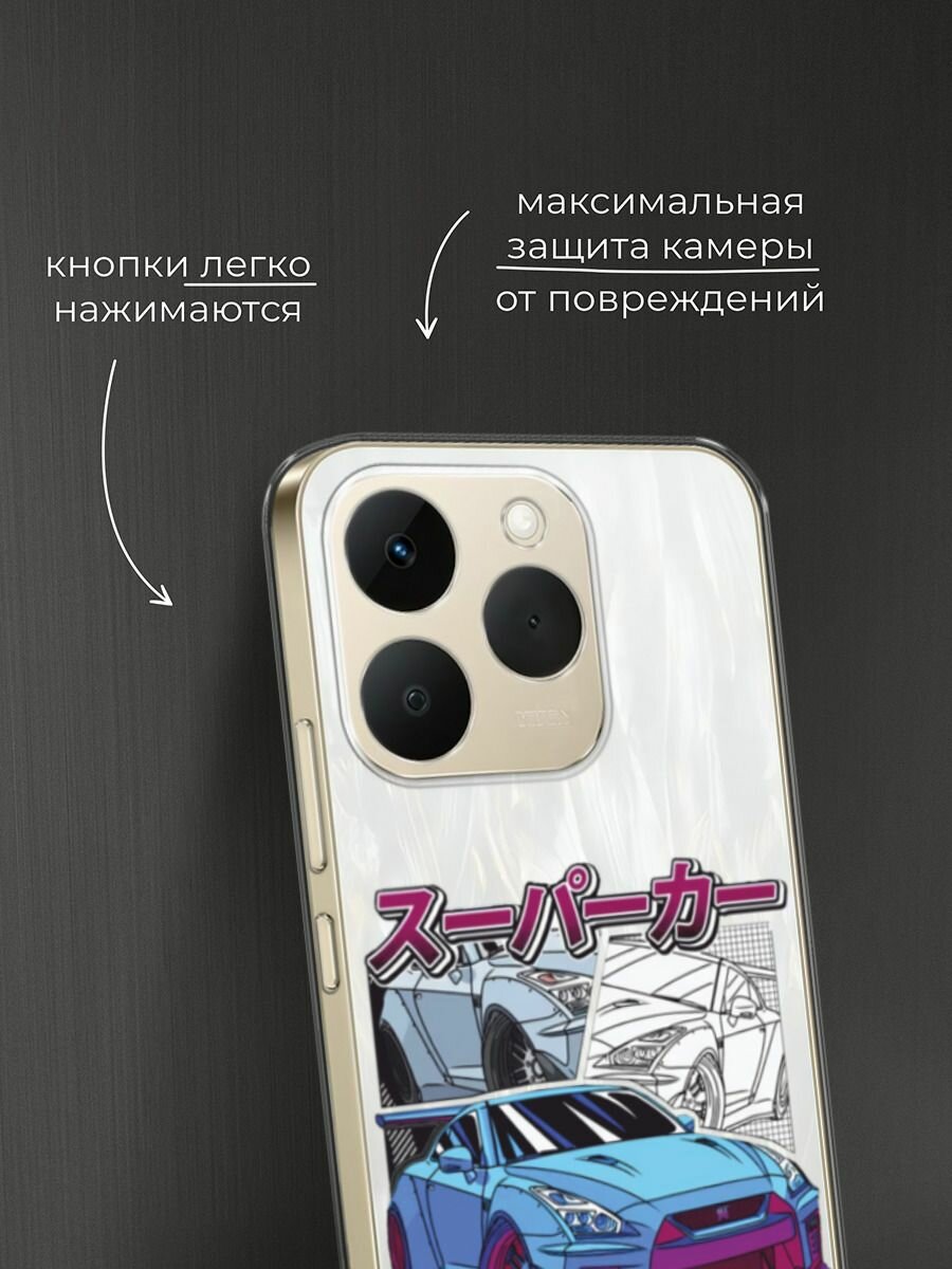 Чехол на Realme 15T / Реалми 15Т с принтом "JDM коллаж", прозрачный — фото 1