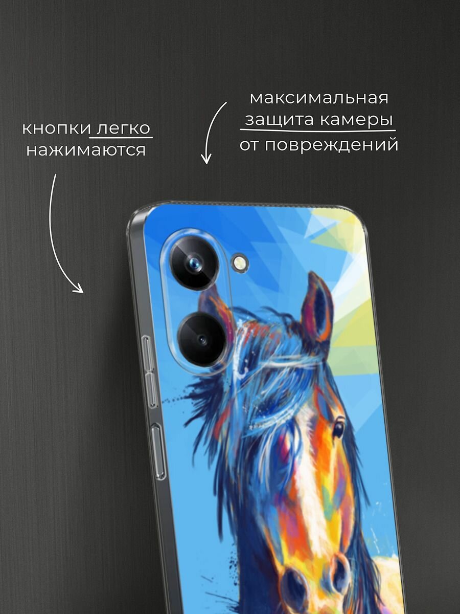 Чехол на Realme 10 Pro / Реалми 10 Про с принтом "Лошадь арт 3" — фото 1