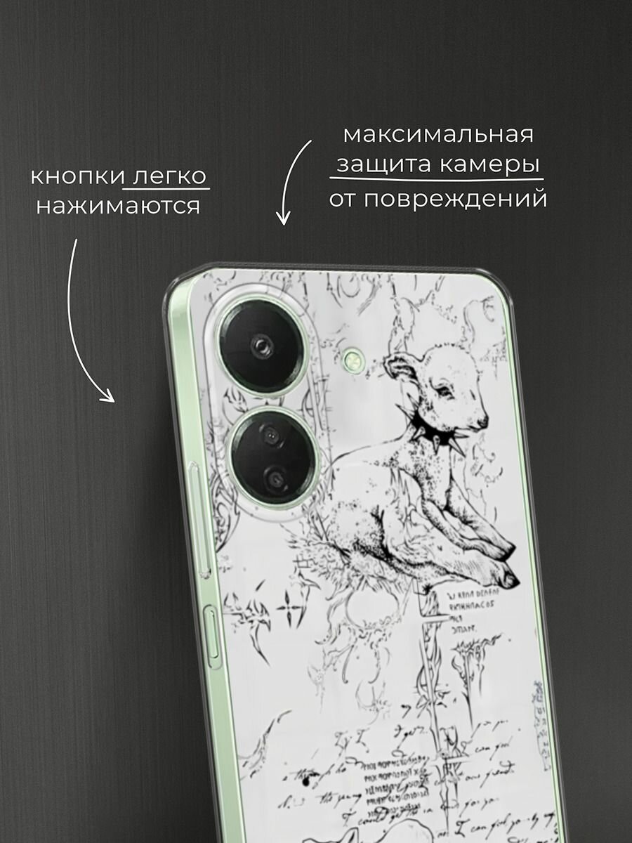 Чехол на Xiaomi Redmi 13C/Poco C65 / Сяоми Редми 13C/Поко С65 с принтом "Готический ягненок" — фото 1